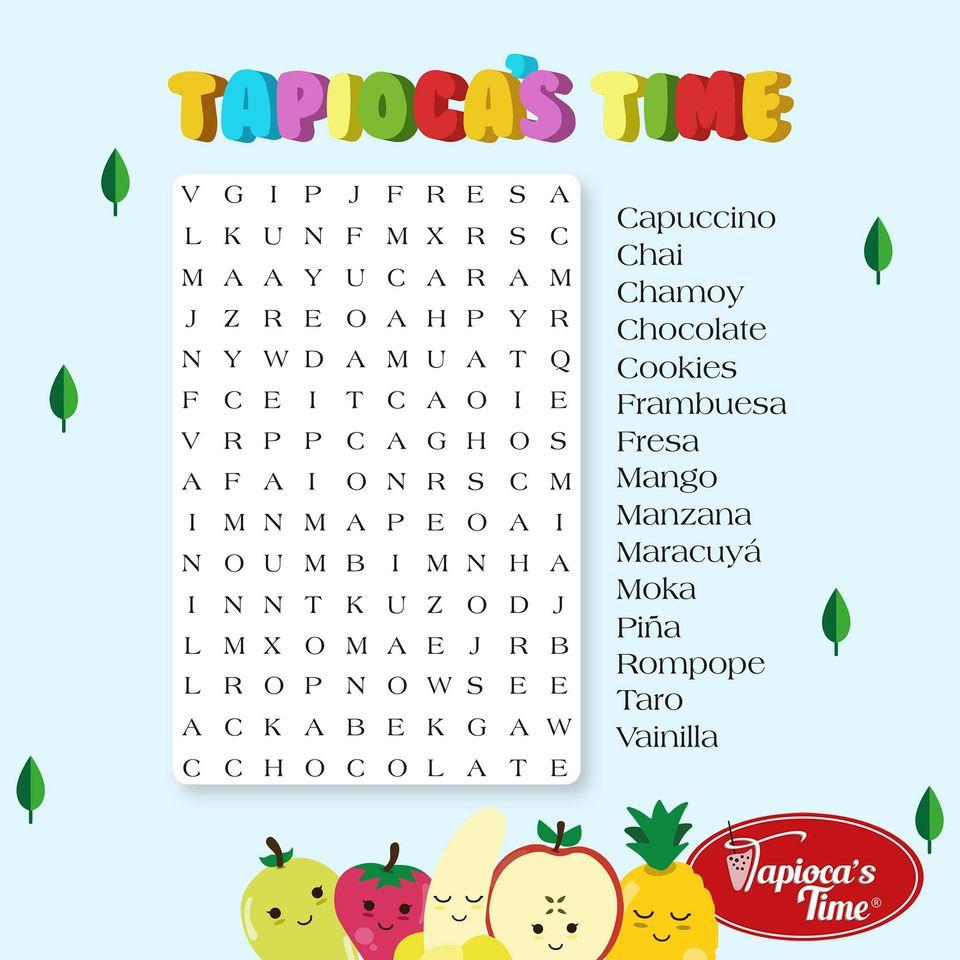 Menu at Tapioca's Time cafeteria, Colima