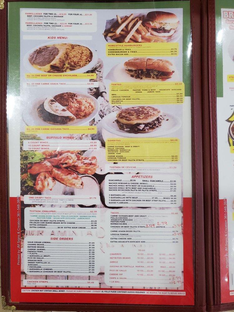 Menu at Taqueria Jalisco #1 restaurant, Corpus Christi, 902 S Port Ave