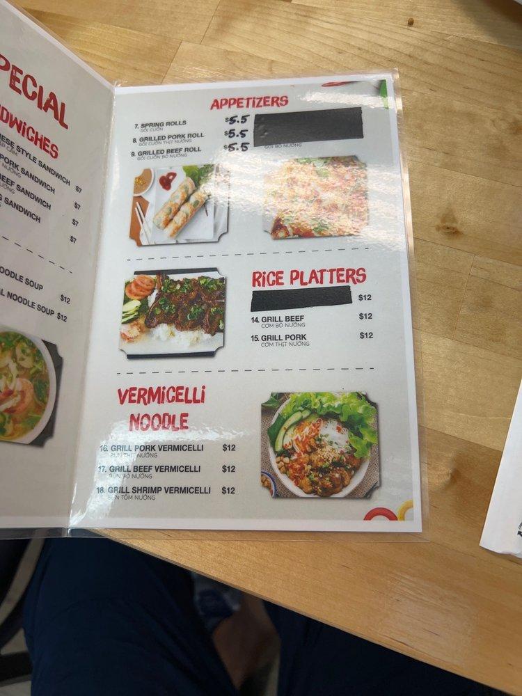 Menu at Van Vietnamese Cuisine restaurant, Hilo