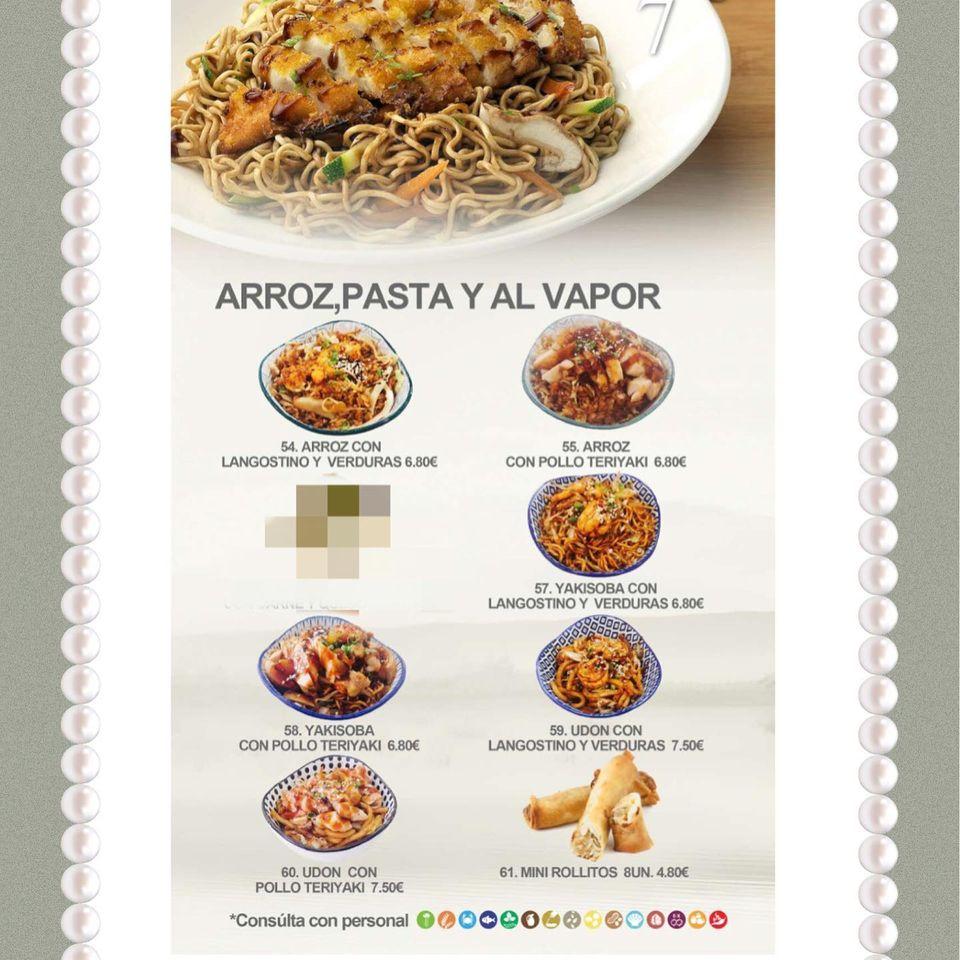 Carta de Shan Restaurant Japonès, Blanes