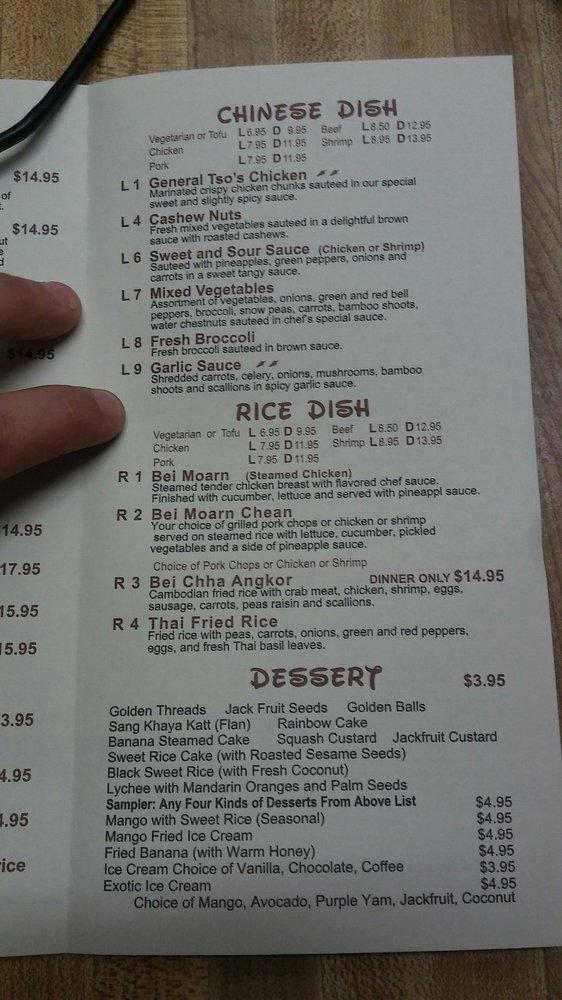 Menu at Angkor - Cambodian Thai Cuisine restaurant, Pittsburgh