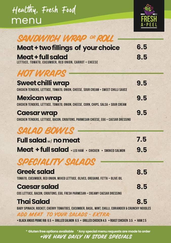 Menu at Fresh a Peel pizzeria, Tamworth