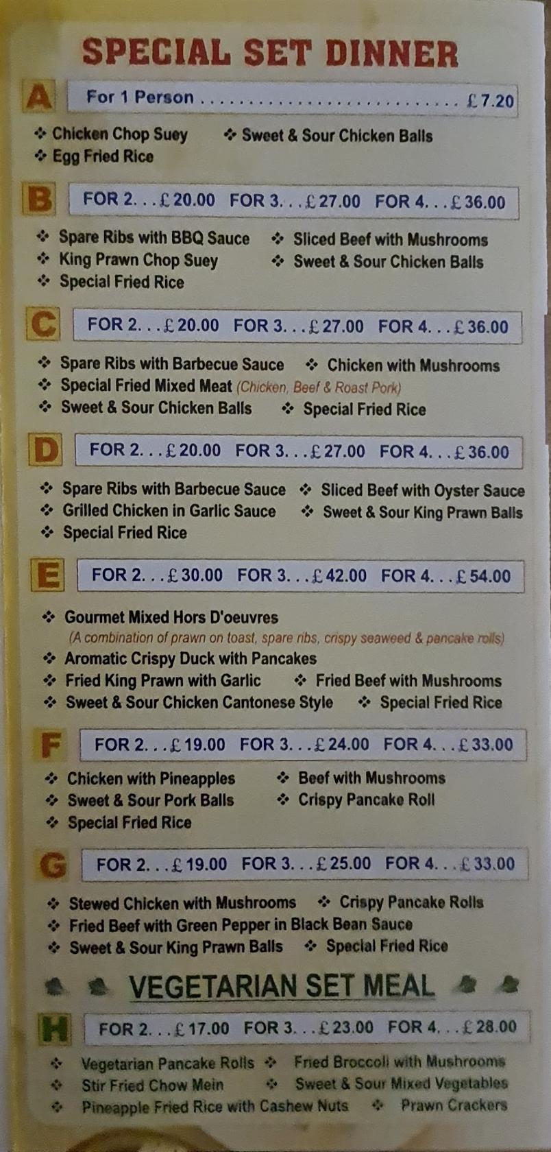Menu at China Express fast food, Dartford, 152 Colney Rd
