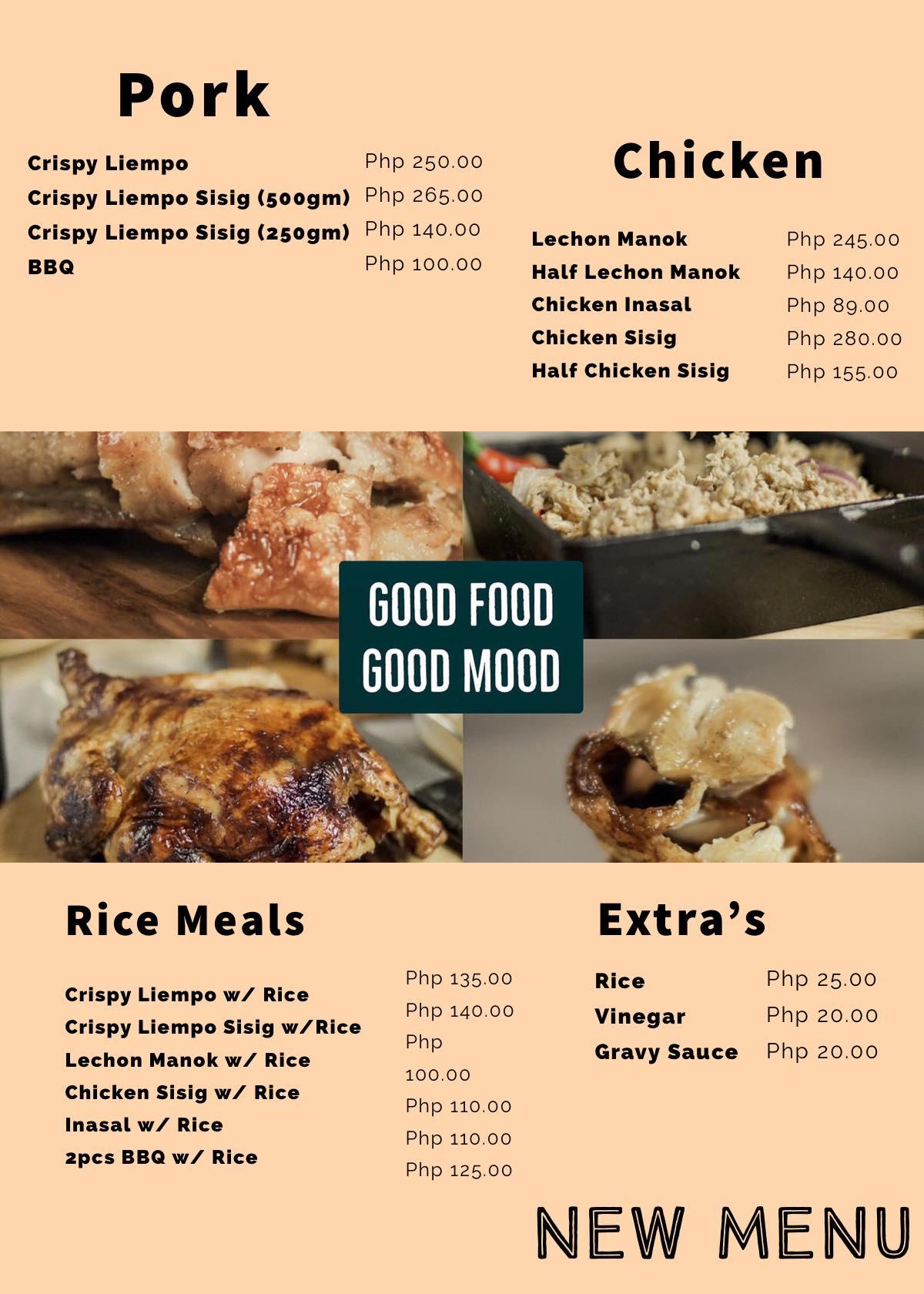 Menu at Fae Fae Lechon Manok and Leimpo House restaurant, Pasig