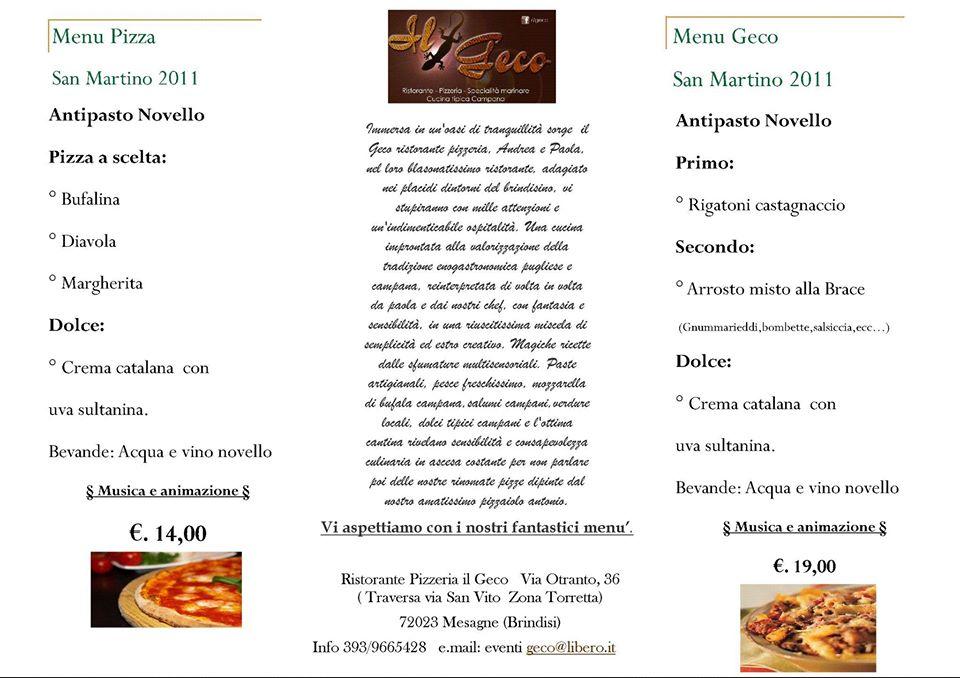 Menu da Il geco ristorante pizzeria, Mesagne