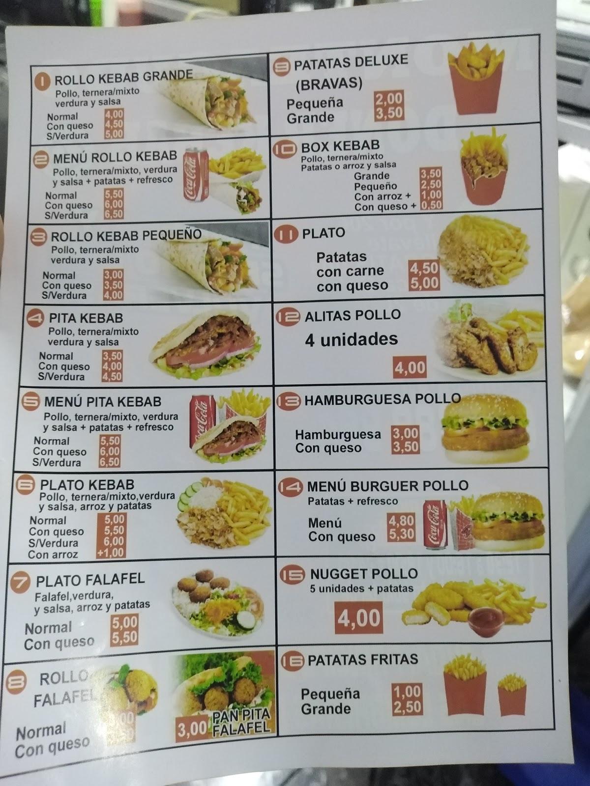 Carta del restaurante Monteagudo Doner Kebab, Las Lumbreras