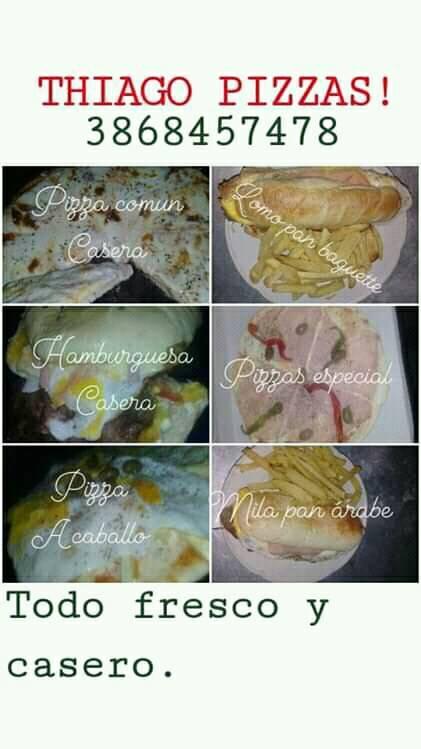 Menu at Thiago Pizzas restaurant, Cafayate
