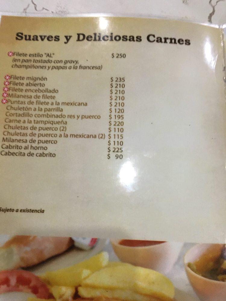 Carta de Al Restaurant, Sa De Cv, Monterrey