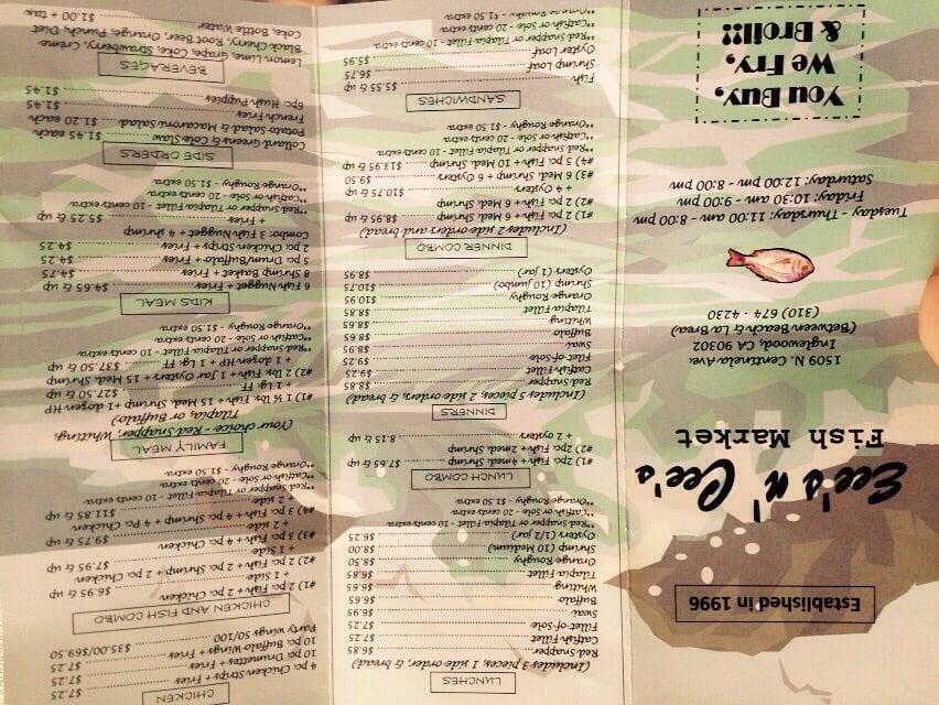 Menu at Eee's N Cee's Fish Market restaurant, Inglewood