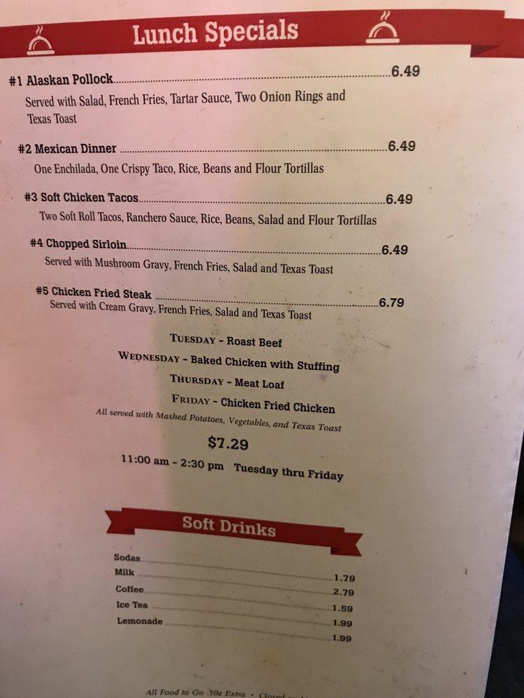 Menu at M.K. Davis Restaurant, San Antonio