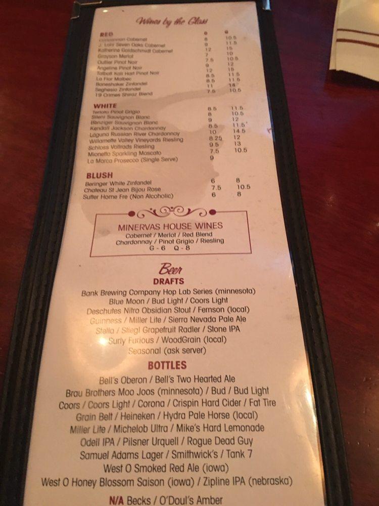 Menu at Minervas Restaurant - Sioux Falls, Sioux Falls
