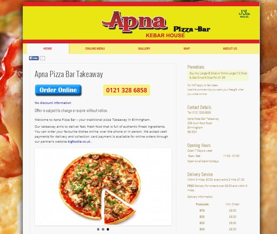 Menu at Apna Pizza Bar, Birmingham, 208 Alum Rock Rd