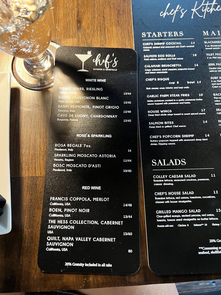 Menu at Chef's Kitchen and Cocktails pub & bar, Norfolk