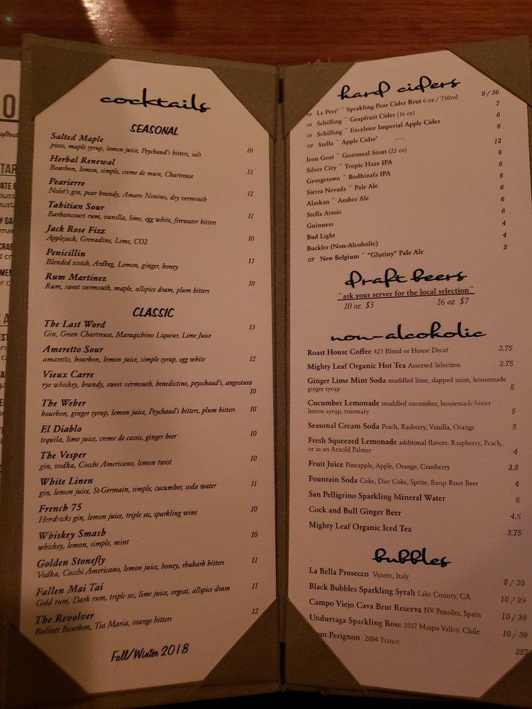 Menu at Clover Restaurant & Bar, Spokane