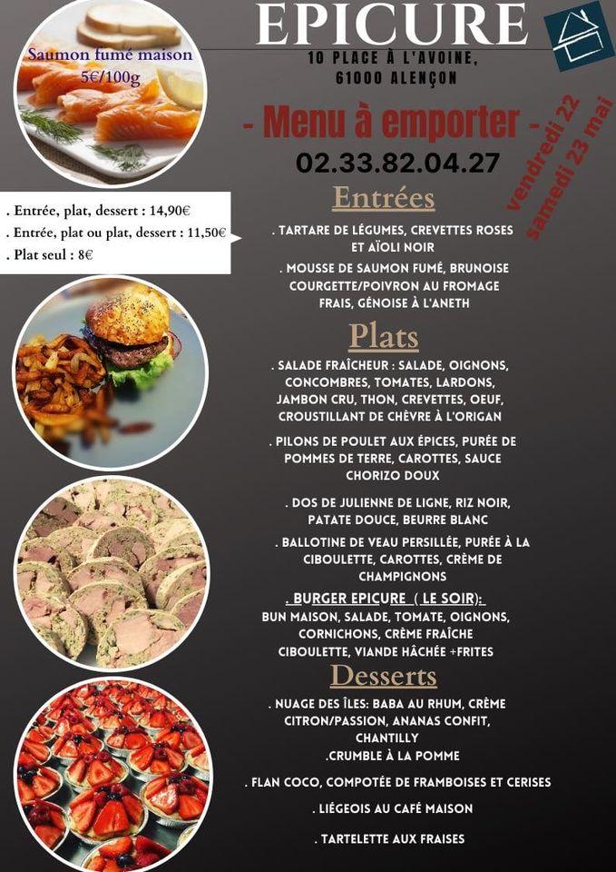 Menu at L'Epicure restaurant, Alençon