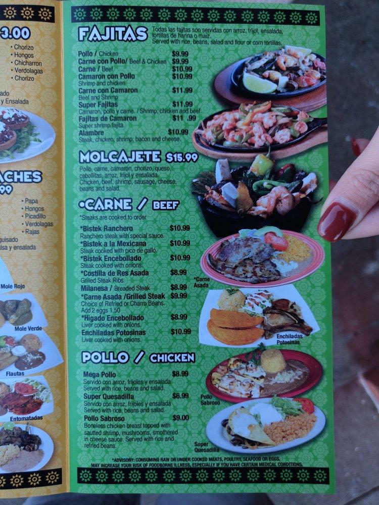 Menu at Mega Taco restaurant, Norcross