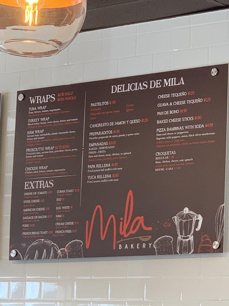 Menu at Mila Bakery, Sweetwater