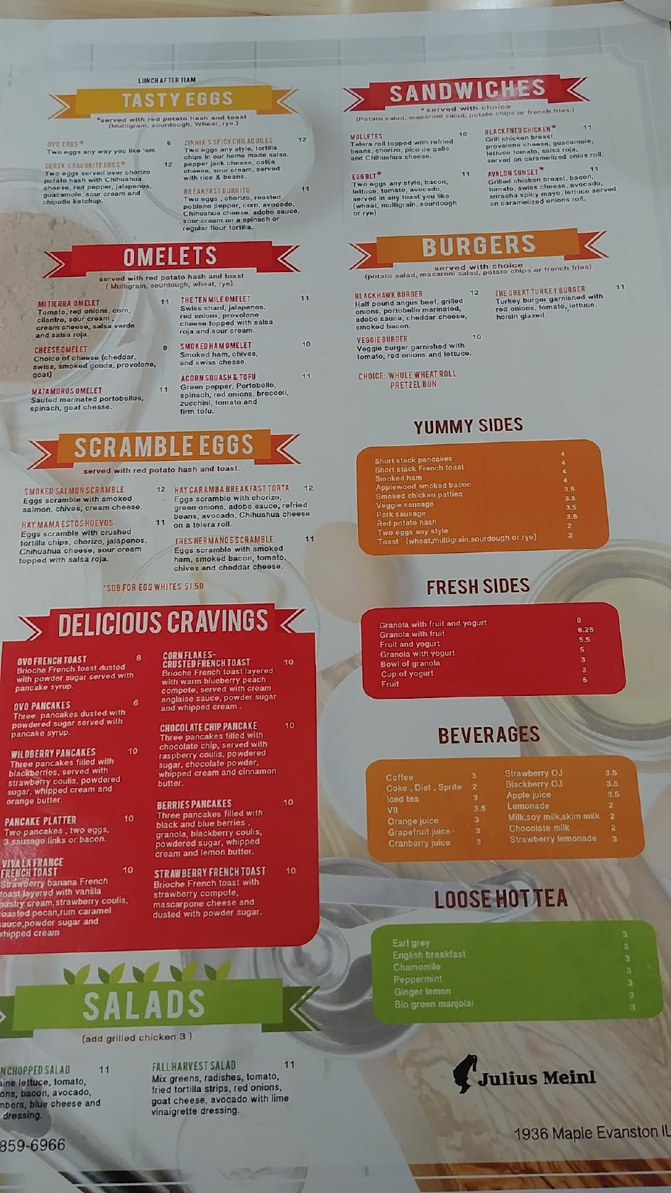 Menu at Ovo Frito Cafe, Evanston