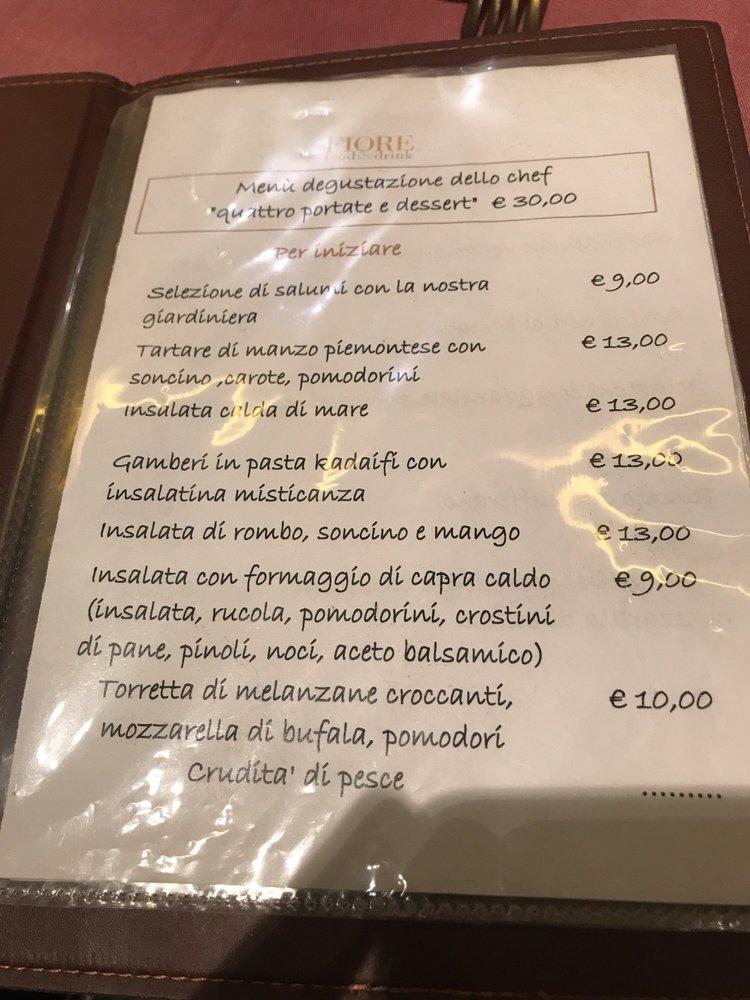 Menu da Fiore Food & Drink caffè bar, Milano