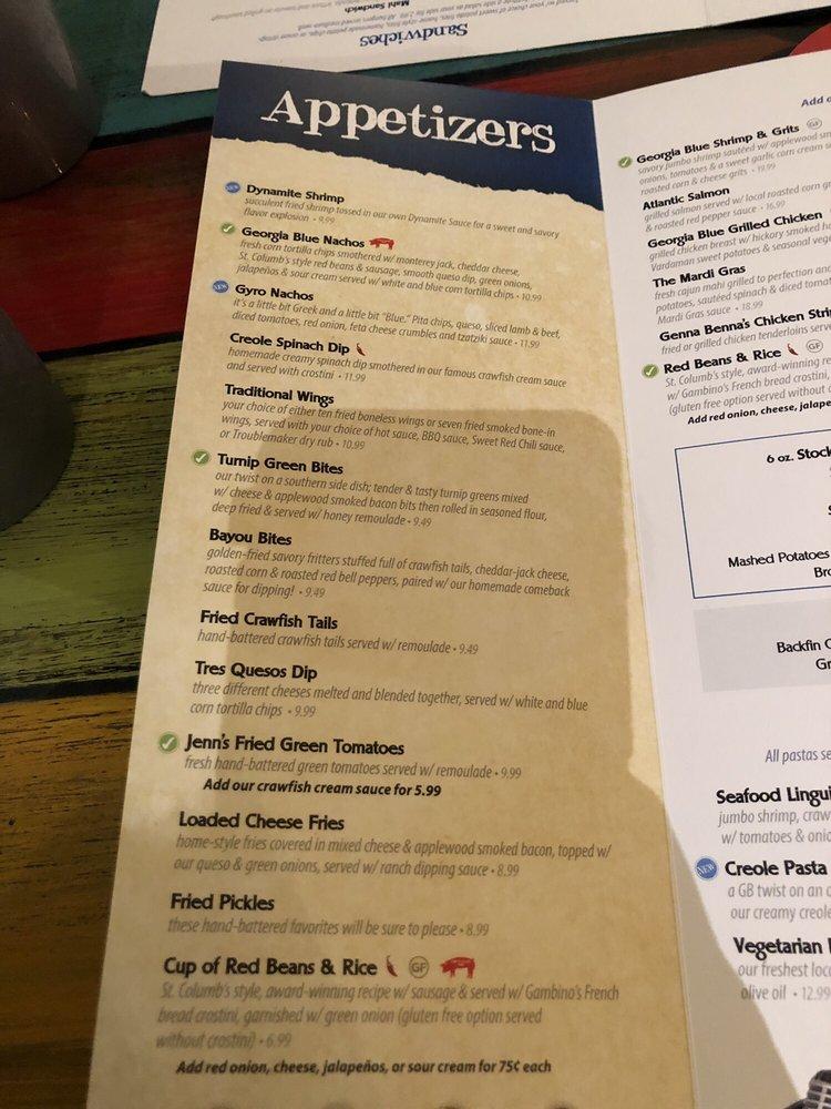 Menu at Georgia Blue restaurant, Brookhaven, 107 S Railroad Ave