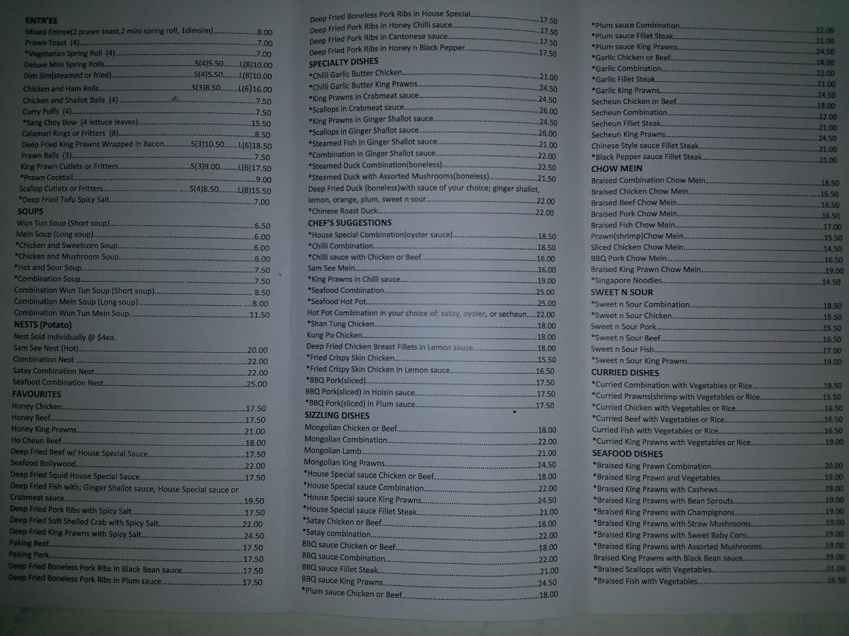 Menu at Golden Palace Restaurant, Bargo