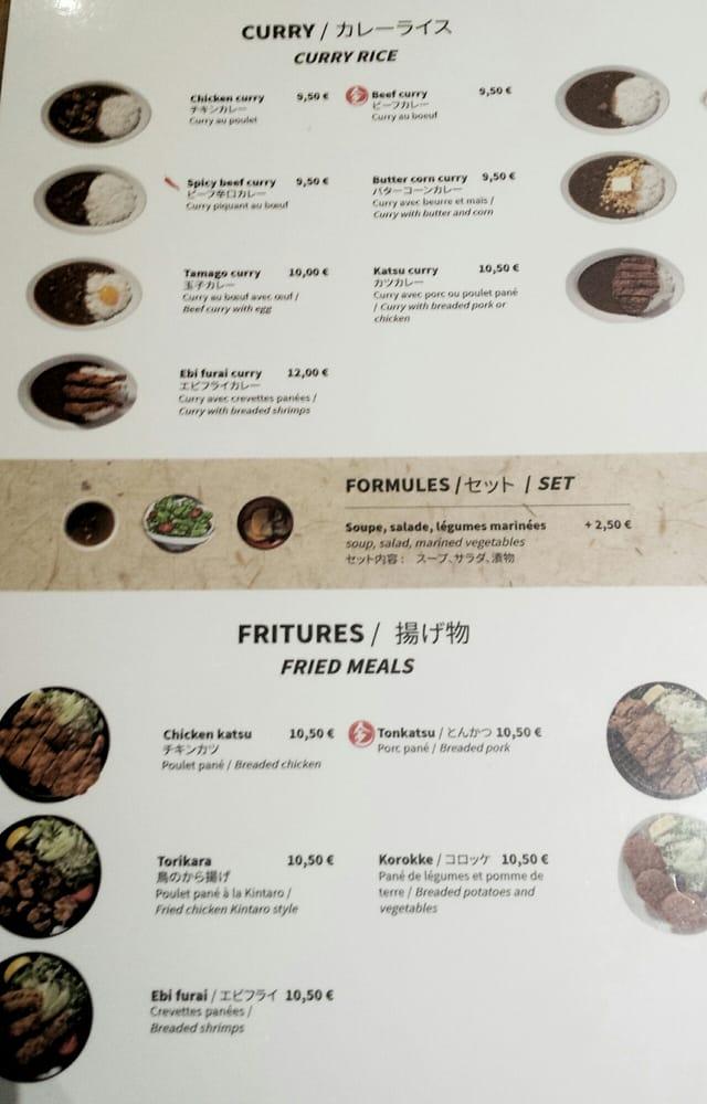 Menu at Kintaro café, Paris