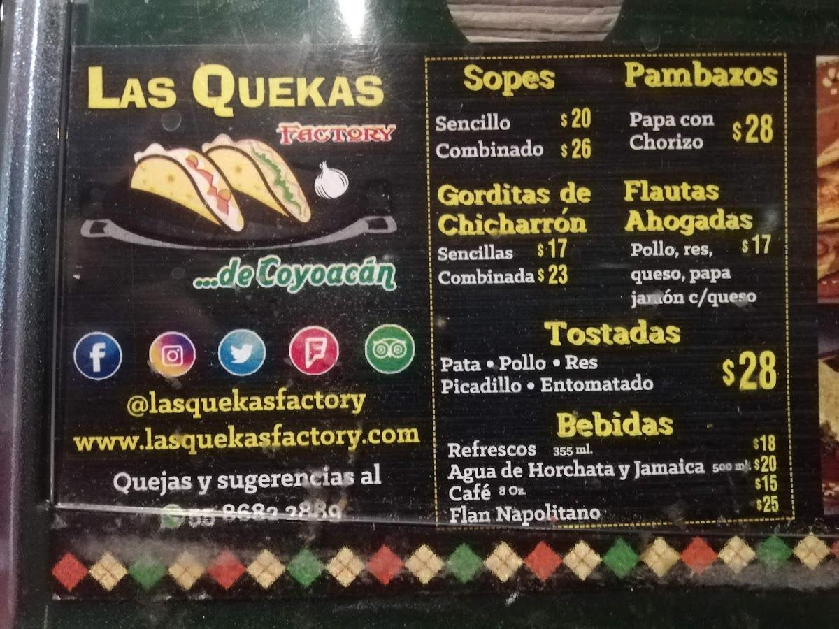 Carta del restaurante Las Quekas Factory Naval, Ciudad del México, Av ...