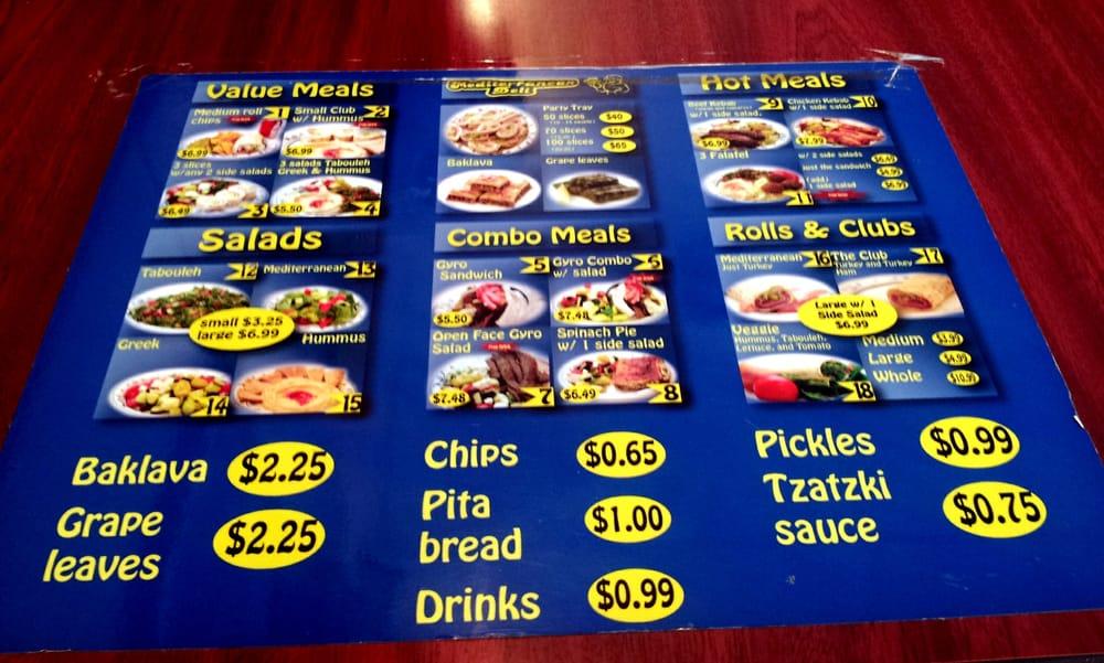 Menu at Mediterranean Deli restaurant, Orlando