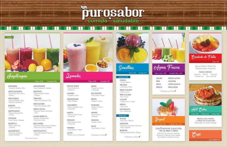 Carta del restaurante Puro Sabor, Chihuahua, Calle Guerrero/9a. y 11a ...