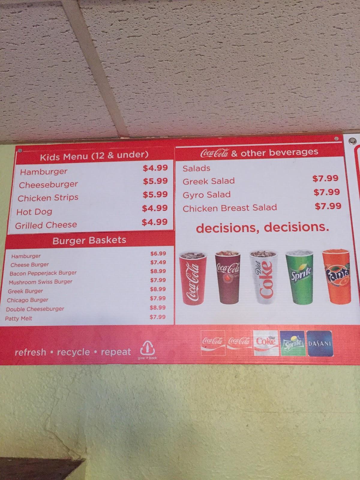 Menu at Zoro's Gyros restaurant, Dubuque
