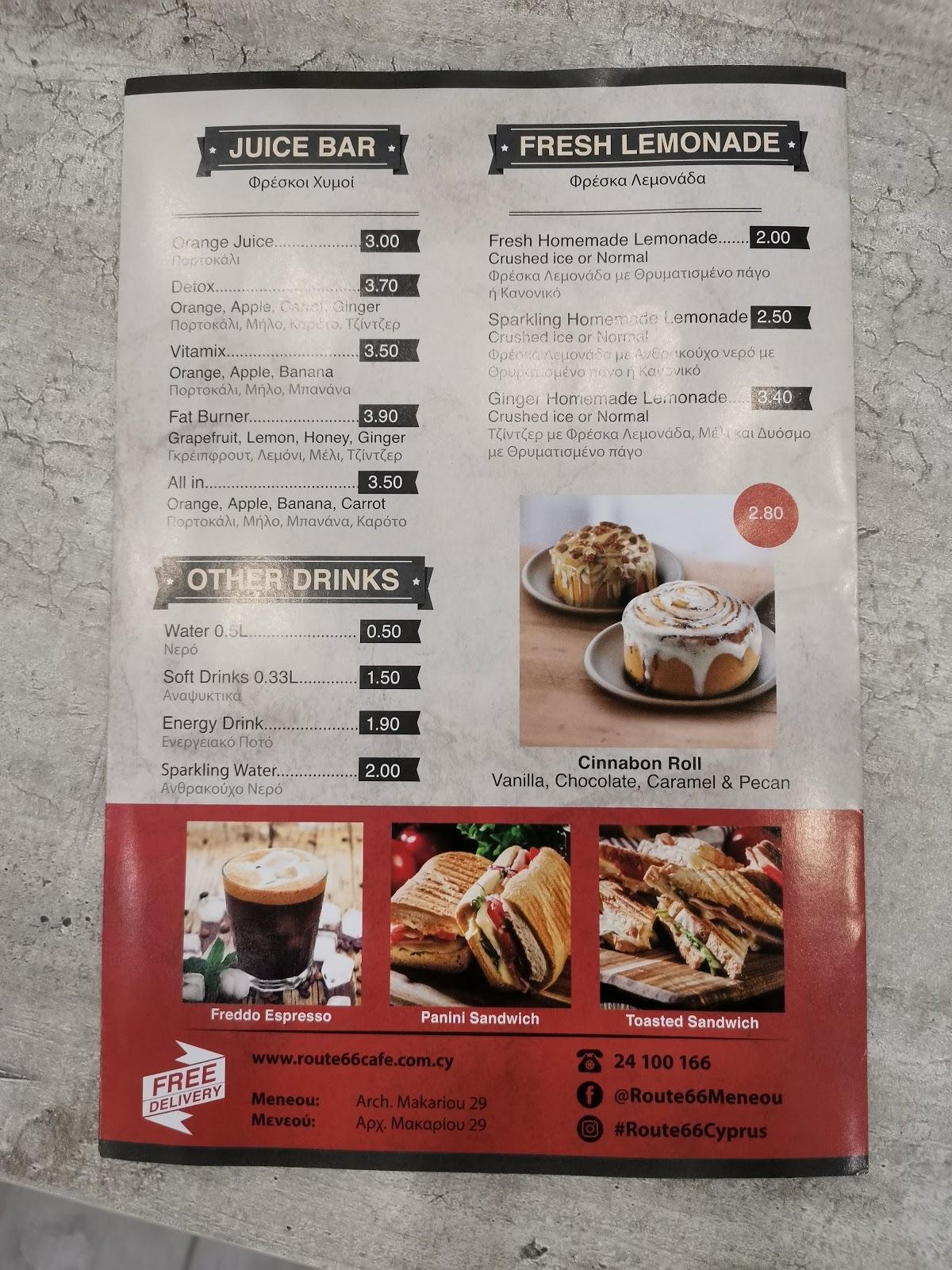 Menu at Cafe Route 66, Meneou