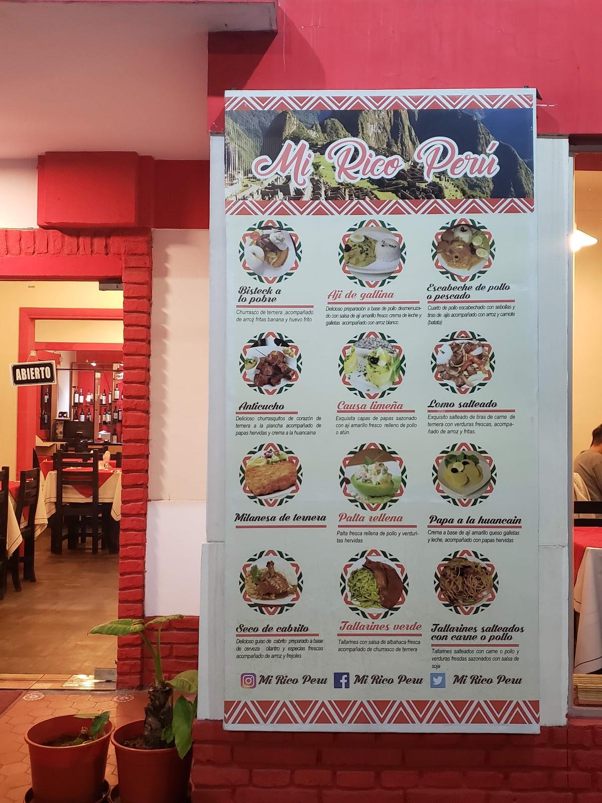 Carta del restaurante Mi Rico Perú Lomas, Lomas del Zamora