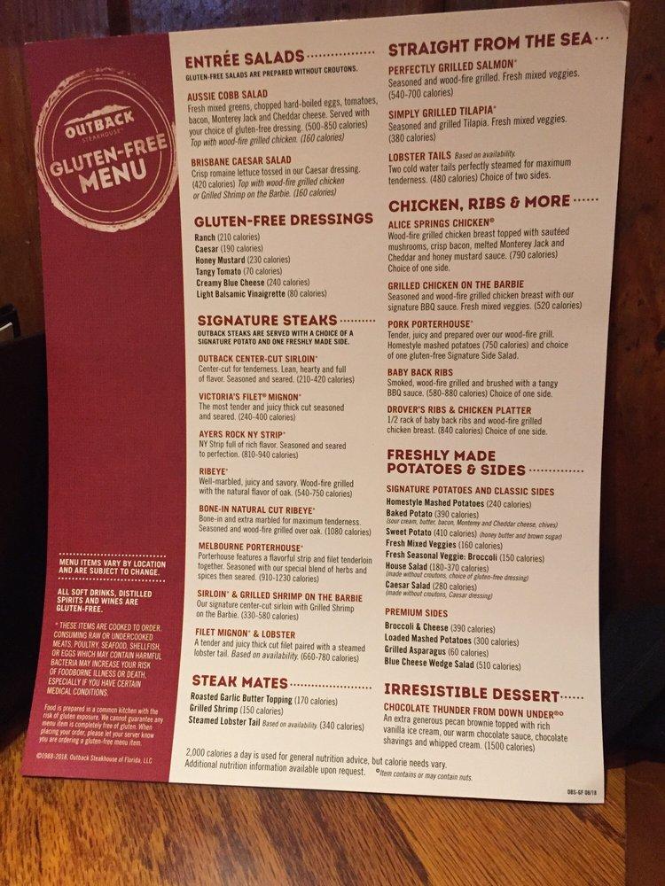 Menu at Outback Steakhouse, Memphis, Union Ave