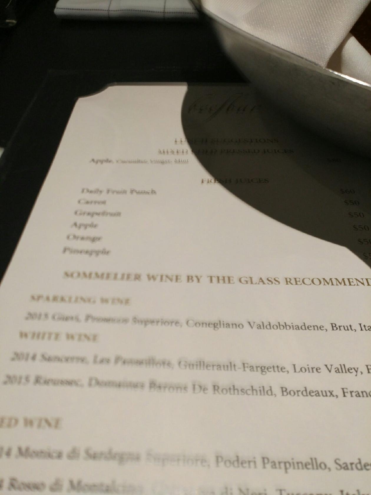 Menu at Beefbar Hong Kong, Hong Kong