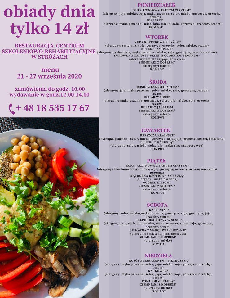 Menu at Restauracja Centrum Szkoleniowo - Rehabilitacyjne pub & bar, Stróże