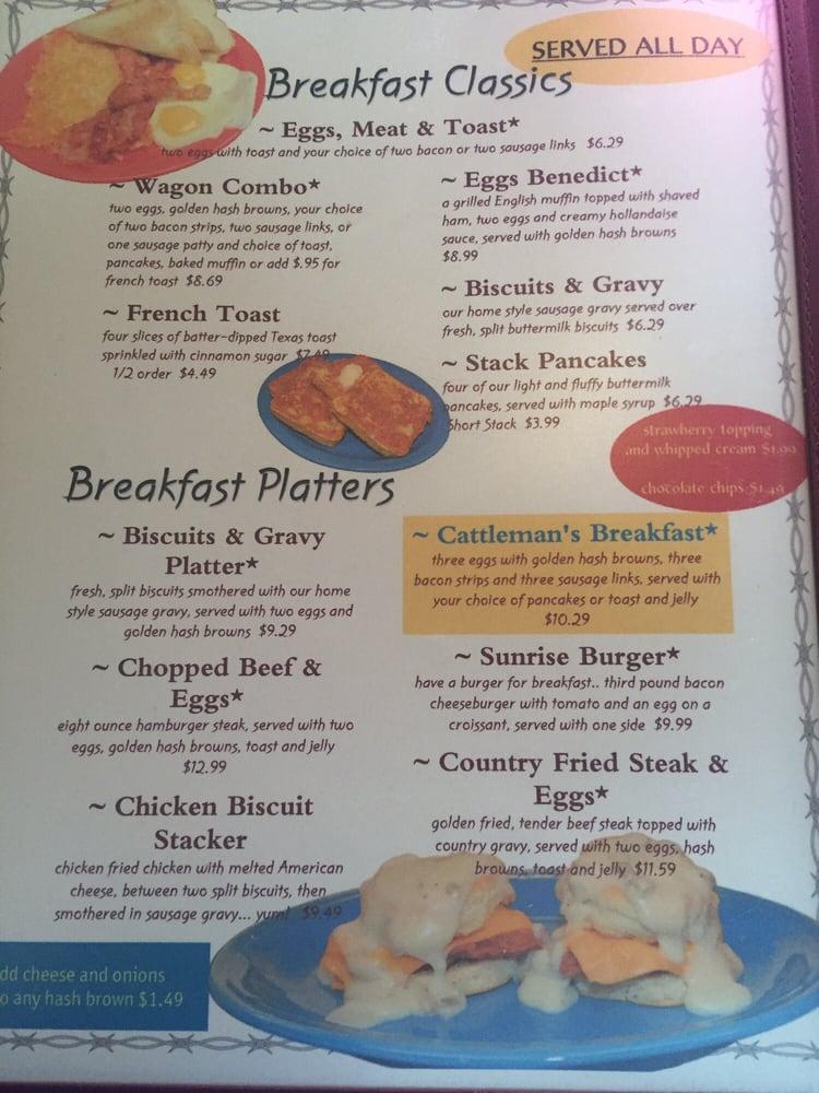 Menu at Chuckwagon Restaurant, Adair