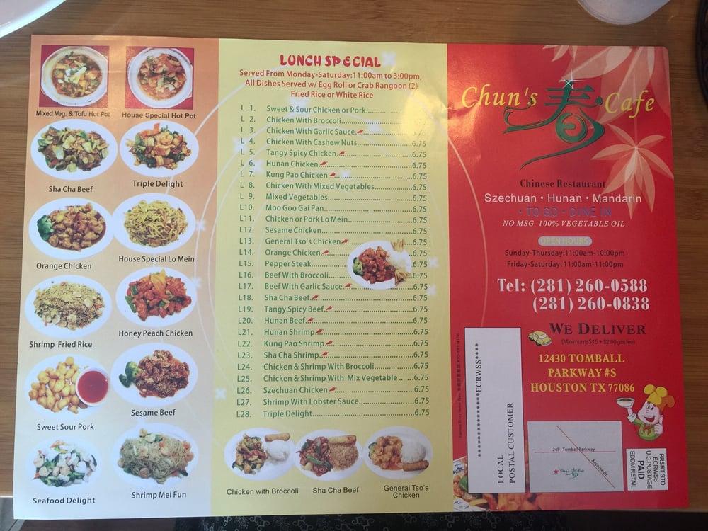 Menu at Chun's Cafe, Houston