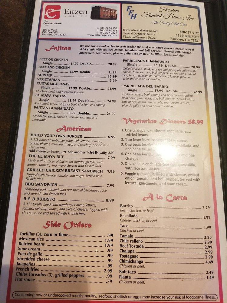 Menu at El Maya Mexican Cuisine Fairview restaurant, Fairview