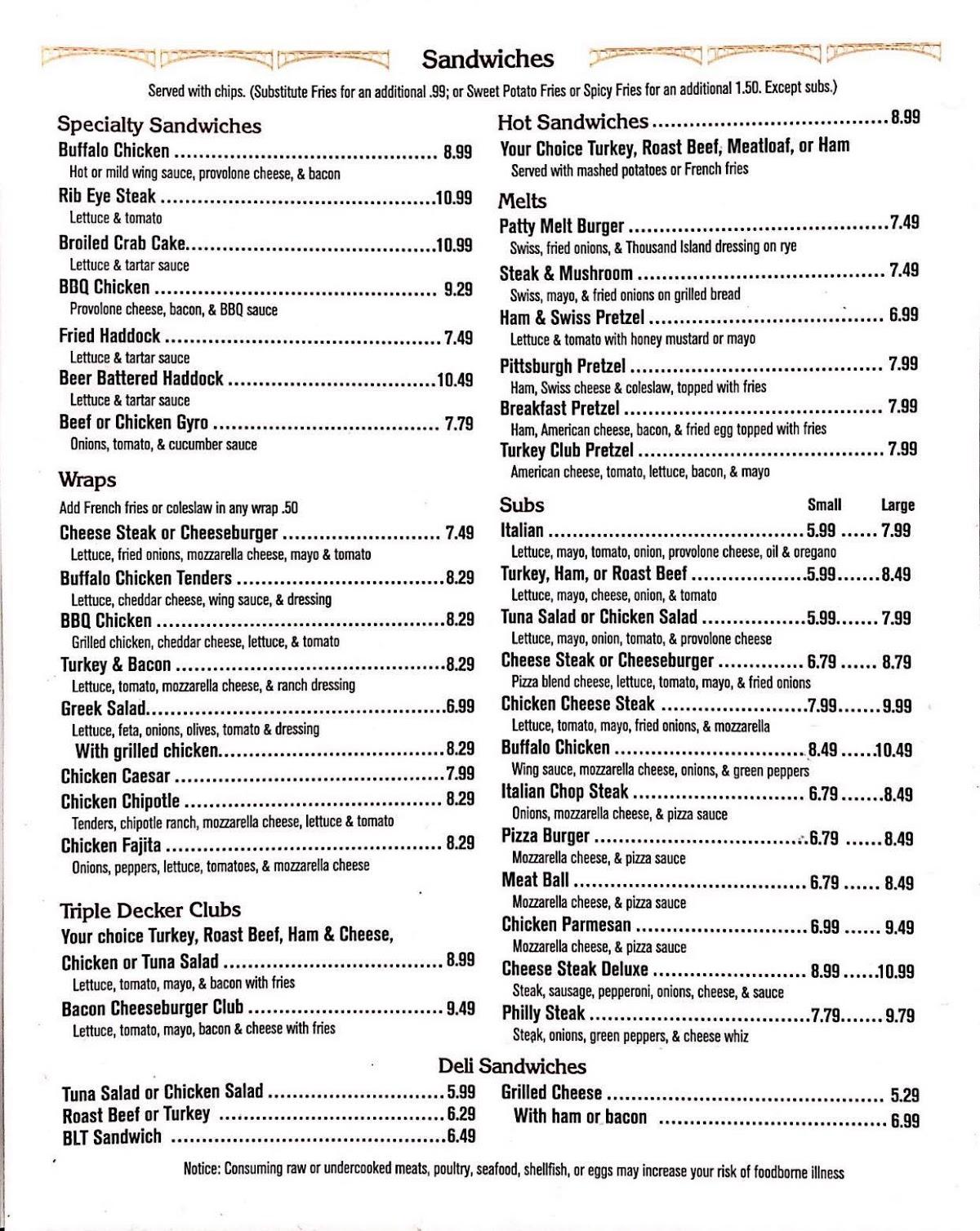 Menu at Rivertowne Restaurant & Bar, Wrightsville