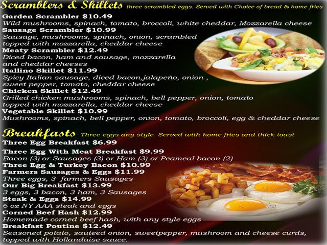 Menu at East Grille & Lounge restaurant, Oshawa