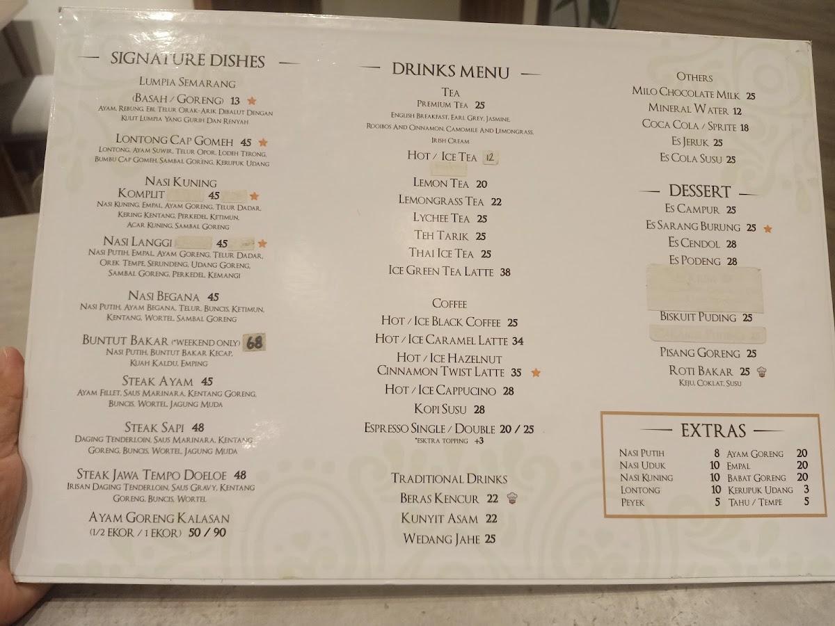 Menu at Kafe Lumpia Semarang cafe, Jakarta