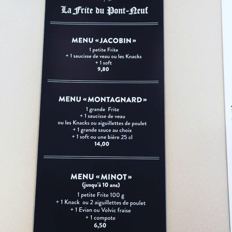 Menu at La Frite du Pont Neuf restaurant, Annecy