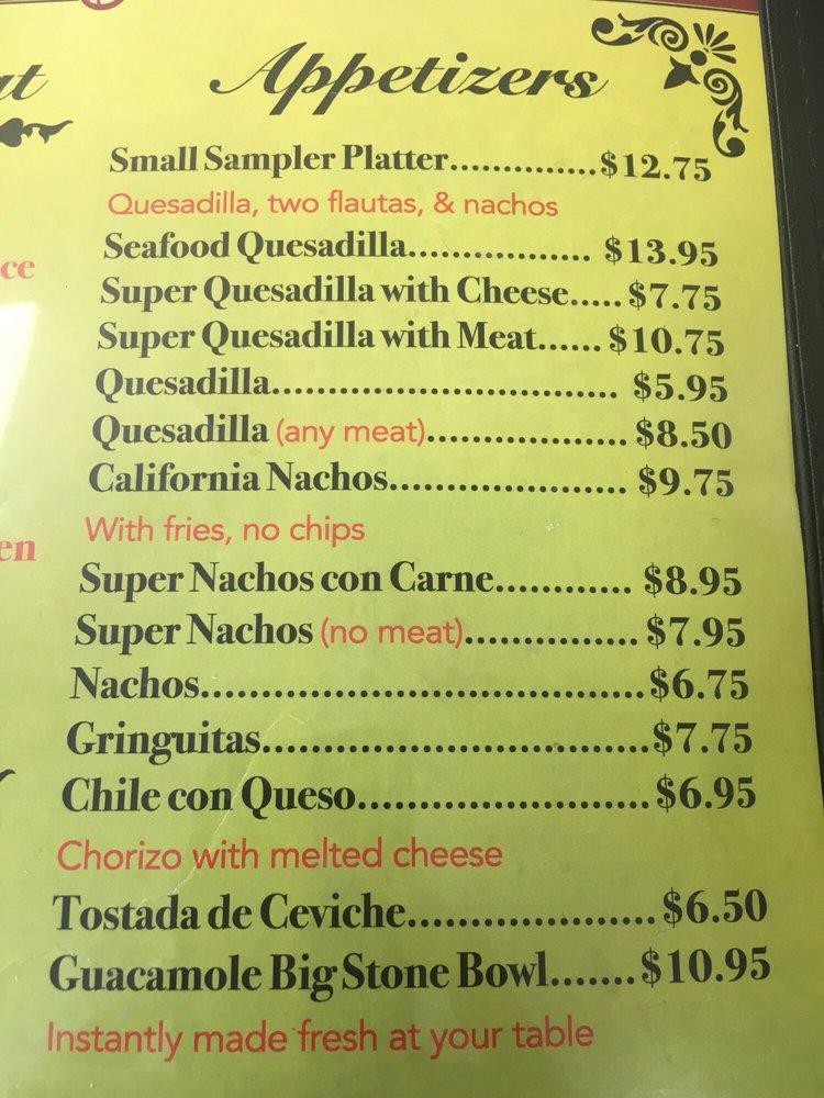 Menu at Mi Tierra restaurant, Santa Rosa, Airway Dr