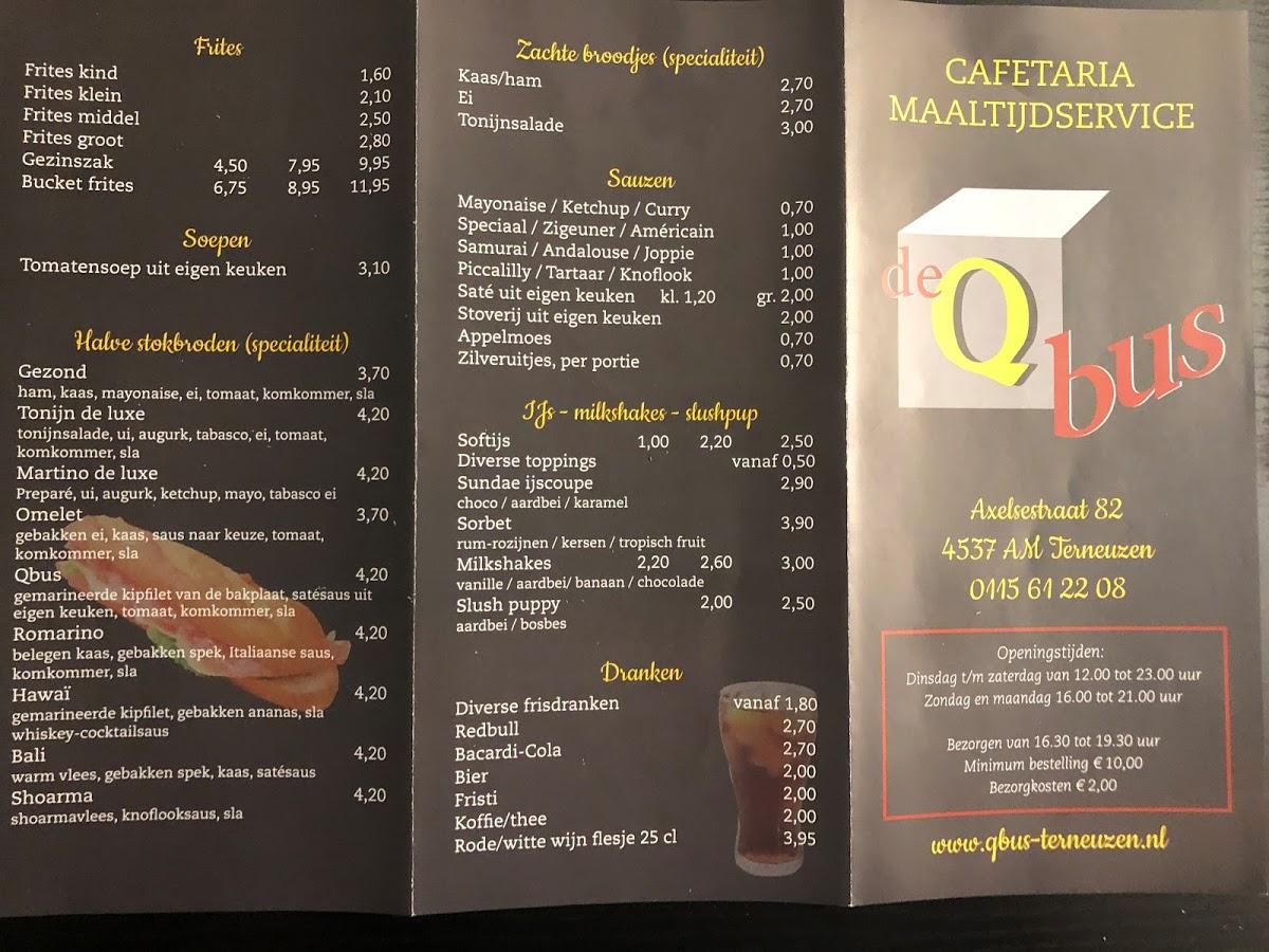 Menu at Cafeteria the Q bus, Terneuzen