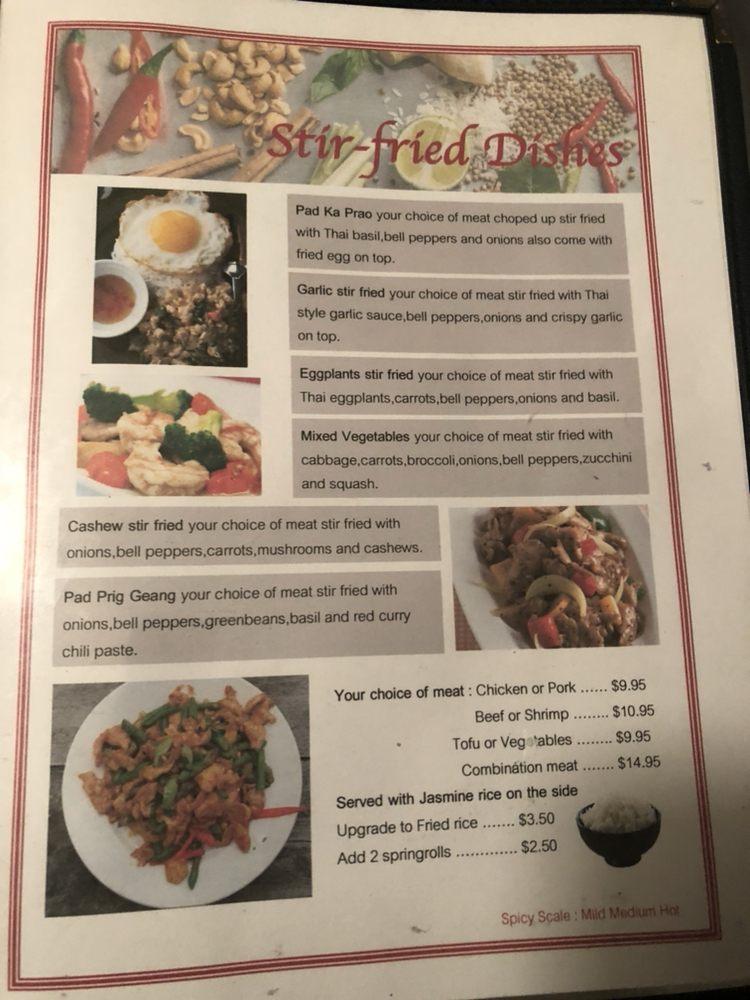 Menu at Siam Thai restaurant, Santa Rosa Beach
