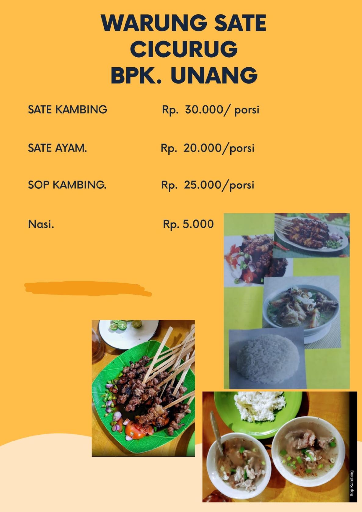 Menu at Warung Sate Bp. Unang restaurant, Bogor