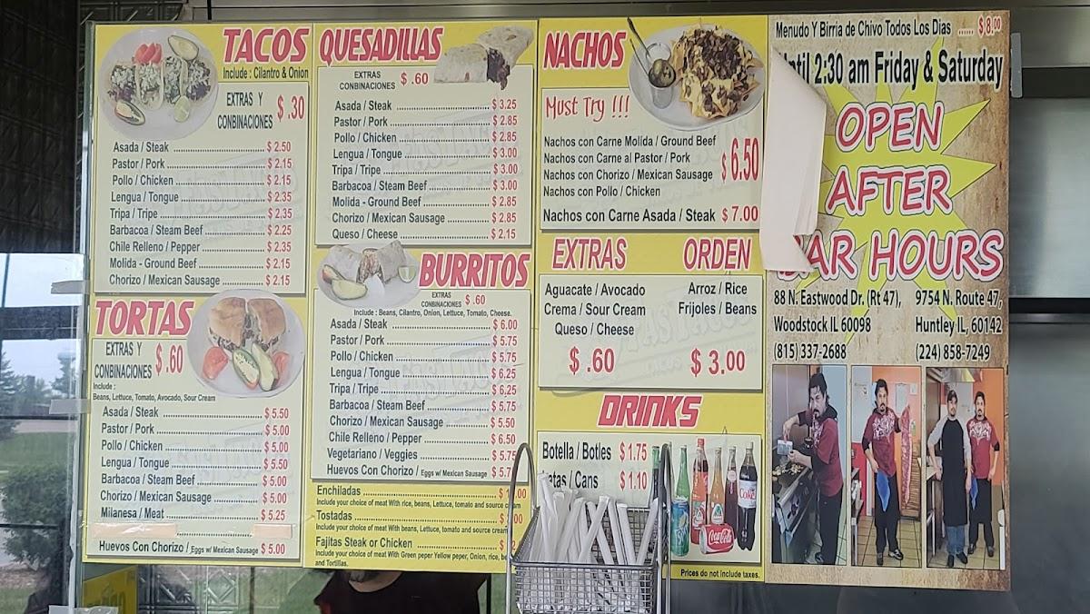 Menu at Fastacos restaurant, Huntley