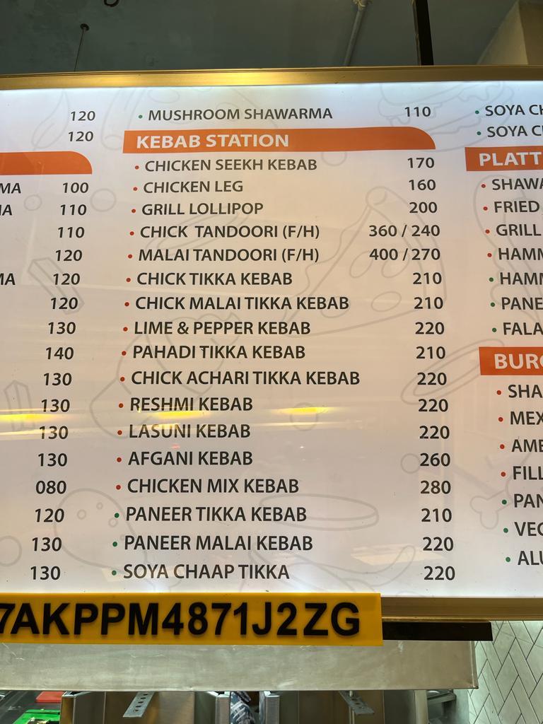 Menu at Fatoush nerul, Navi Mumbai