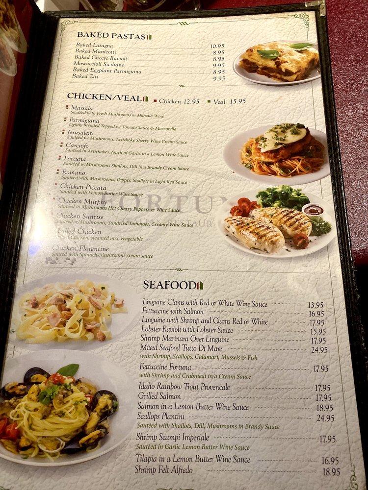 Menu at Fortuna Italian Restaurant, Fort Worth