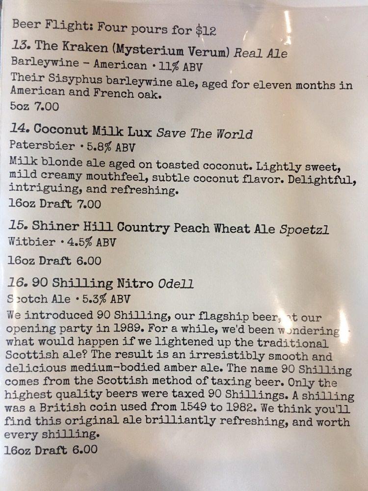 Menu at Hop & Vine restaurant, San Antonio